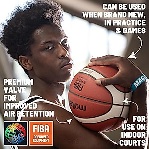 Molten BG4500 Basketball, Match Ball, BBL & WBBL, FIBA Approved, Premium Composite Leather, Indoor Play, Orange/Ivory, Size 7, Suitable for Boys Age 14 & Adult