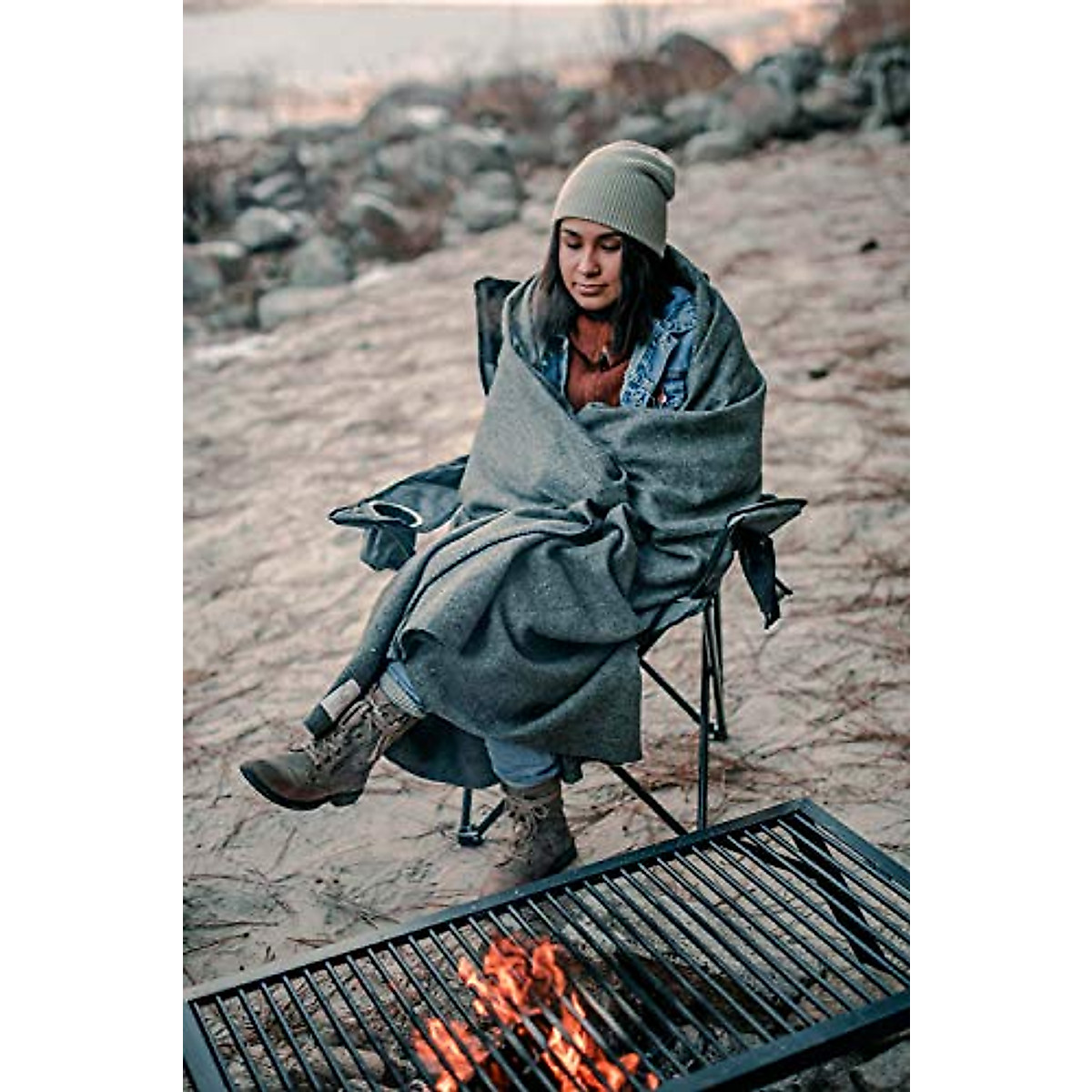 Stansport Wool Blend Camp Blankets - Gray (1243) 60" x 80"