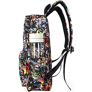 Roffatide Anime Demon Slayer Kimetsu no Yaiba Backpack All Over Printed Schoolbag Laptop Backpack Cosplay Daypacks Black