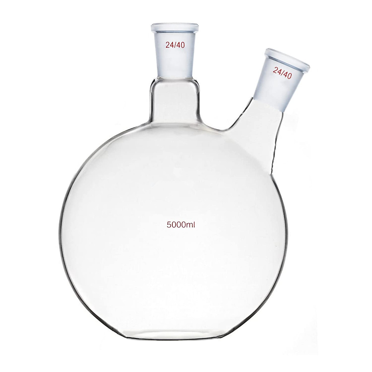 Deschem 5000ml 24/40 2-Neck Glass Flask Flat Bottom 5L Twins Necks Lab Plat Form Vessel