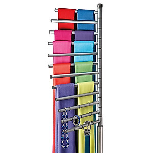 Lynk® Floor Standing Pivoting Scarf, Belt, Jewelry Holder - Accessory Organizer Rack - Platinum