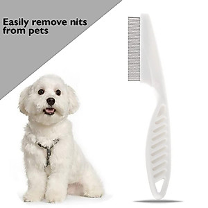 1 Piece Metal Hair Nit Comb With Long Handle Remove Head Nits Fine Metal Tooth Nit Comb For Adults Kids And Pets (White)