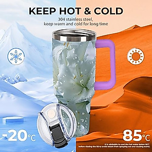 Lily Flower Insulated Tumbler with Lid And Straw Stainless Steel Travel Coffee Mug 40oz Violet-style