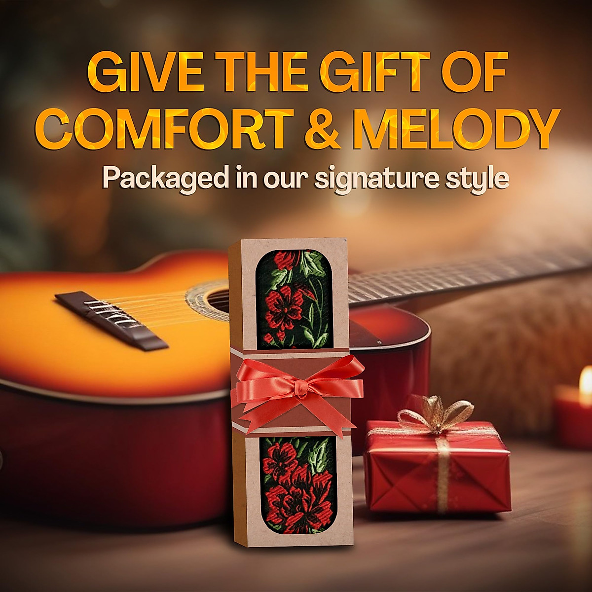 Art Tribute Guitar Strap Woven Adjustable W/FREE BONUS 2 Picks + Strap Locks + Strap Button. Rose Flowers Guitar Strap for Bass, Electric & Acoustic Guitar. Best Gift for Men & Women Guitar Players