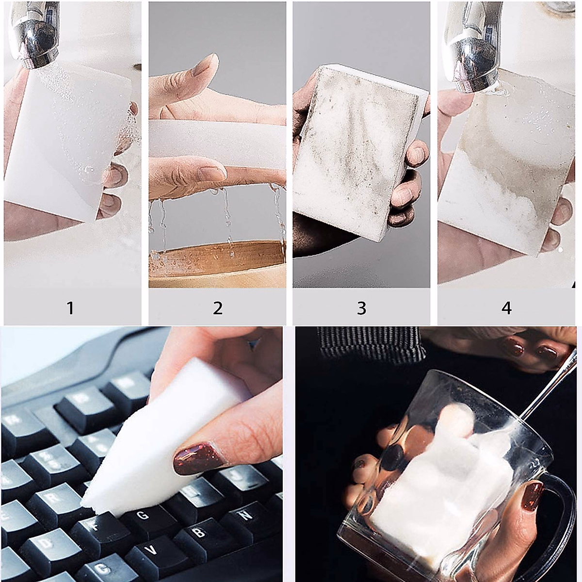 Extra Large Eraser Sponge,50 Pack Extra Thick, Long Lasting, Multi-Purpose Scrubber Foam Cleaning Pads,Magic Sponge Eraser Sponge for Bathtub, Floor, Baseboard (3.93 x 2.75 x 1.18 in)