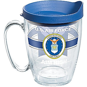 Tervis Air Force Pride Tumbler with Wrap and Blue Lid 16oz Mug, Clear