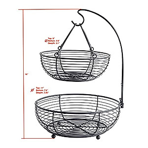 SunnyPoint Black Multifunction 2-tier Basket with Banana Hook