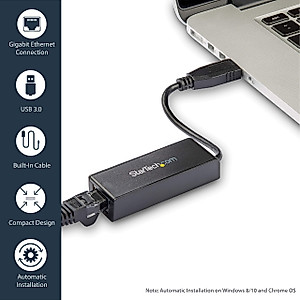 StarTech.com USB 3.0 to Gigabit Ethernet Adapter - 10/100/1000 NIC Network Adapter & StarTech.com USB to Serial Adapter - 1 Port - FTDI USB UART Chip - DB9 (9-pin) - USB to RS232 Adapter,Black
