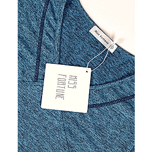 MISS FORTUNE Womens Running Shirts Long Sleeve V Neck Yoga Tops Workout Clothes Quick Dry Workout Hiking Athletic Blue XXL