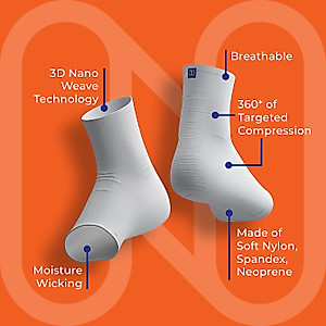 NanoSocks Compression Socks for Women & Men (1 Pair) - BEST Ankle Brace Support Sleeve for Neuropathy, Plantar Fasciitis, Diabetic Foot Nerve Pain Relief - Toeless (Medium, Black)