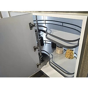 IMEX - Universal Swing Tray for Blind Corner Cabinet | Slide Out Kitchen Storage with Soft Close | 2 Layers of Wooden Trays