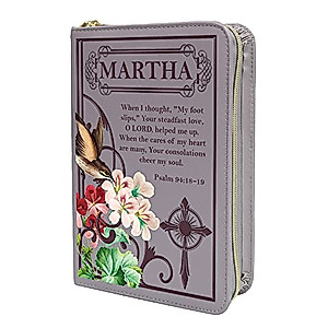 9.6x6.6 Inch Personalized Bible Cover, Custom Bible Cover – Personalized Leatherette Bible Cover and Carrying Case with Handle, Womens Bible Case (Gray (Design 2))