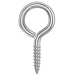 1 Inch Metal Screw Eyes Hook Self Tapping Screw in Eye Hooks Ring 100 Pcs for Indoor & Outdoor Hanging, Lifting and Securing Cables, Wires Etc Small Items, Silver