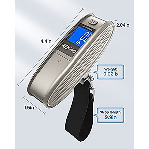 RENPHO Luggage Scale, Travel Essentials, Portable Digital Suitcase Weight Scale with Backlit LCD Display for Travel, Baggage Weighing Scale with Tare Function, 110lb/50kg, Battery Included