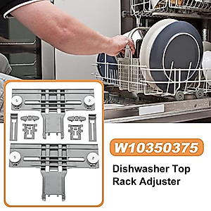 PETCHOR W10350375 Dishwasher Top Rack Adjuster Parts for Whirlpool Kenmore Kitchenaid Dishwasher, 8PCS W10195840 & W10195839 & W10508950 Dishwasher Top Rack Adjuster Kit