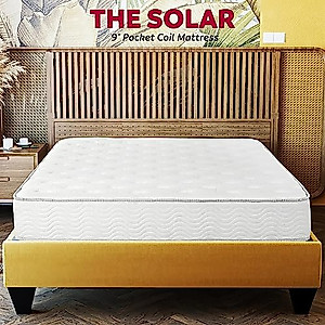 Primo International Solar 9" Pocket Coil Mattress in a Box, Queen