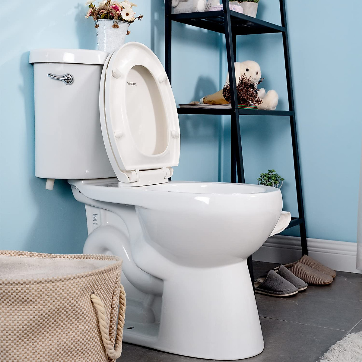 Toilet seat Round, Slow Close, Never Loosen and Easily Remove, Plastic, White