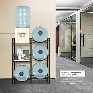 5 Gallon Water Jug Holder with 2 Layer Shelves, 4 Slot Water Jug Holder, Water Cooler Jug Rack, Water Jug Dispenser Stand Water Holder Stand Organizer for Home Kitchen 4 Slot With 2 Layer Shelf