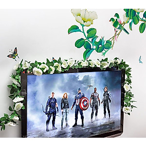 GIZIUXNE 2PCS Artificial Flowers Fake Roses Vine Plants Garland Hanging for Home Party Wedding Arch Garden Hotel Office Decor 15FT (White)…