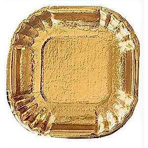 Mini Square Pastry Tray ,Gold Mini Dessert Plates ,Pastries, Appetizers , Appx. 4 x 4 - 50 pc. Single Serving trays