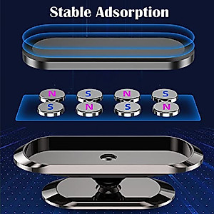 2 Pack Magnetic Phone Holder for Car【Upgrade 8X Magnets】Phone Mount for Car, 360°Rotation Universal Dashboard Phone Holder Magnetic Car Mount for iPhone 13/12/11 Pro and All Smartphones(Silver+Black)