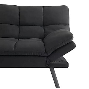 QLDFX HERQS-Memory Foam futon, Black Faux Suede, MS95-010-107-02