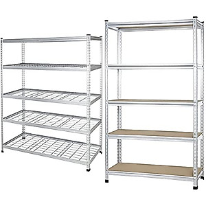 Amazon Basics Heavy Duty Storage Shelving Unit - Double Post, 60 x 24 x 78 Inch, High-Grade Aluminum & Medium Duty Storage Shelving Double Post Press Board Shelf, 48 x 18 x 72 Inch, Aluminum