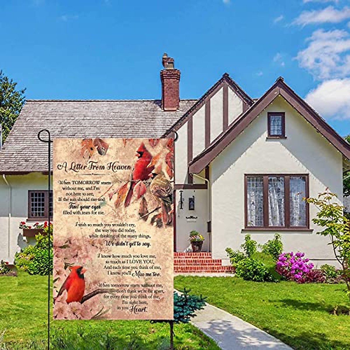 Snycler Cardinalis Garden Flag, A Letter from Heaven, Northern Cardinal Daily Life in Memory Commemorate Yard Flag 12 x 18 Inch Vertical Double Sided Outdoor Decoration