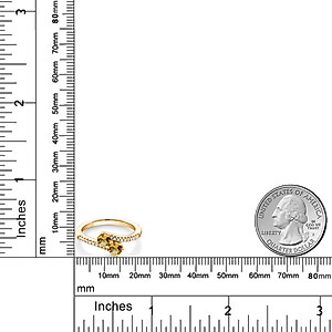 Gem Stone King 18K Yellow Gold Plated Silver Yellow Citrine Bypass Ring For Women | 0.75 Cttw | Gemstone November Birthstone | Round 4MM | Available In Size 5, 6, 7, 8, 9