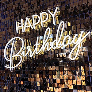 Neon LED Golden Happy birthday Signs USB Powered Acrylic Light For Wall Decor Teen Child Party Suprise Celebration Bedroom Living Room Bar Mitzvah Gift Prom(18.1"x15")