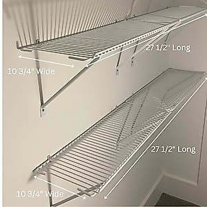 Generic 2 pc White Wall Shelf Inexpensive Heavy-Duty Steel with an Anti-Rust Coat with All Hardware, Pantry Wall Shelves, Garage Wall Shelves, Wall Mounted Shelf for Storage, Laundry Room Shelf