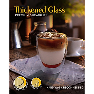 Kitchables Double Walled Glass Coffee Mugs Set of 2,12oz - Insulated Clear Coffee Mug for Cappuccino, Latte, Tea, Espresso - Latte cup - Tazas Para Cafe