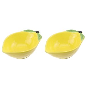 Hemoton 2pcs Ceramic Appetizer Plate Lemon Plate Dessert Plate Salad Pasta Bowls Food Serving Tray Ceramic Dessert Bowl Fruit Dish Food Platter for Snacks Fruit Salad