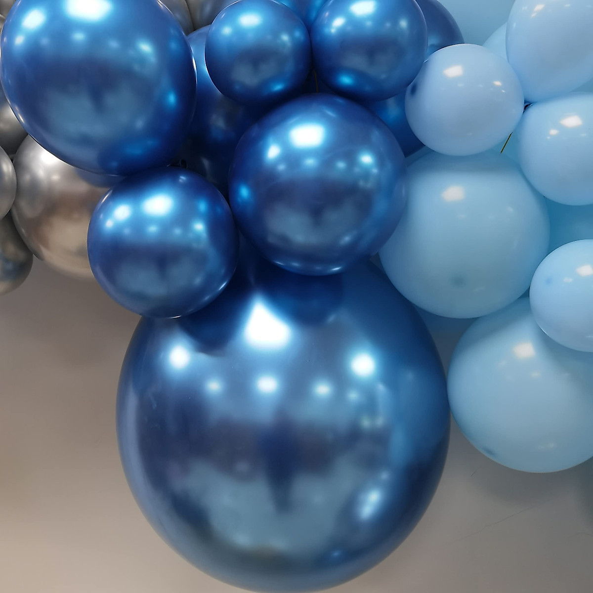 MOXMAY Silver Blue Balloon Garland 127 Pcs 18In 12In 10In 5In Confetti Latex Balloons Arch Kit for Baby Shower Bridal Shower Birthday Party Decors (Silver Blue)