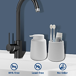 TOOZFO Soap Dispenser Ceramic with Easy-to-Press Pump Hand Lotion Liquid Dispenser for Shampoo Bathroom Kitchen 12 oz White