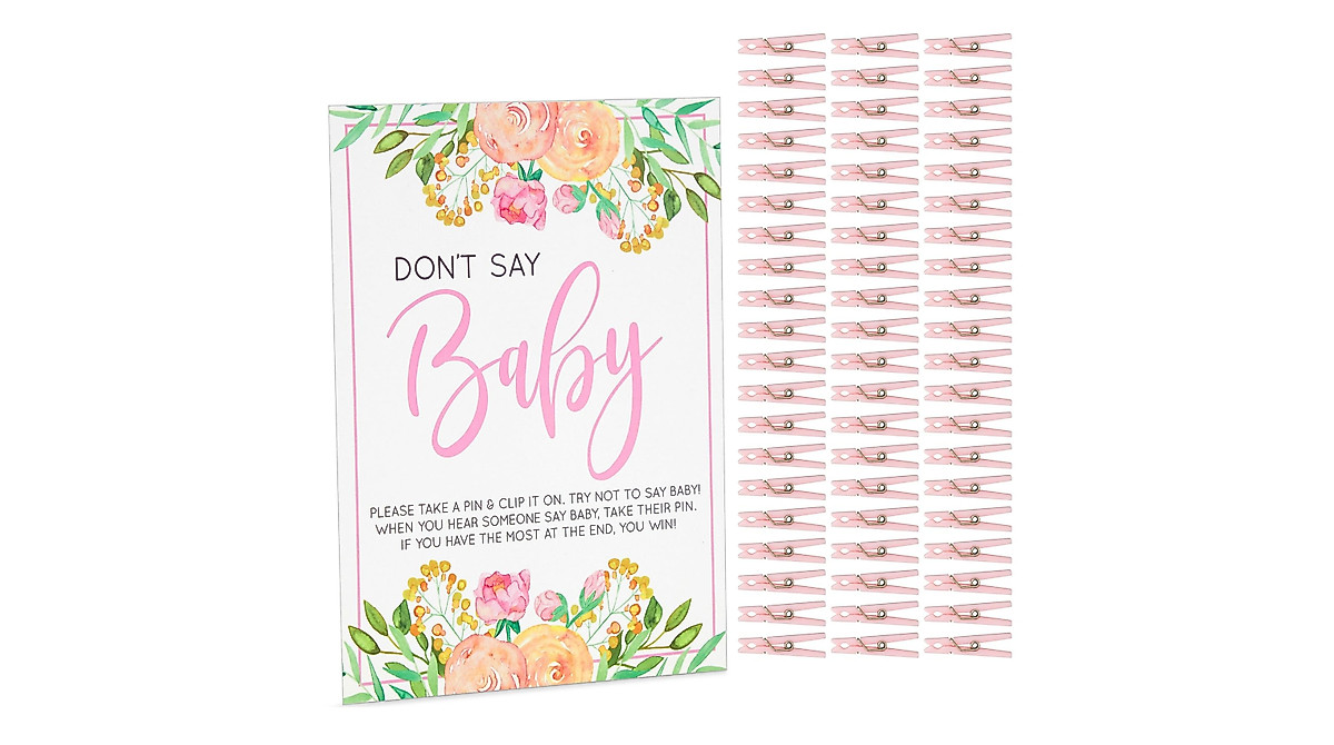 Sparkle & Bash Baby Shower Clothespin Game for Girls - Fun Party Activity