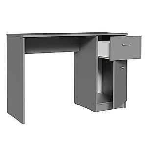 Madesa Compact Computer Desk Study Table for Small Spaces Home Office 43 Inch Student Laptop PC Writing Desks with Storage and Drawer - Grey