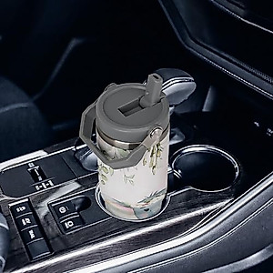 RTFGHJS Cute Elephant_80395810 30 Oz Tumbler with Handle And Flip Straw, Stainless Steel Vacuum Insulated Travel Mug, Thermal Cup for Coffee, Water, Iced Drinks, Fits Car Cup Holders (Home, Sports)