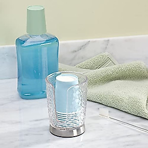 mDesign Plastic/Steel Compact Small Disposable Paper Cup Dispenser Storage Holder for Rinsing Cups on Bathroom Vanity Countertops - Rain Collection - Clear/Brushed