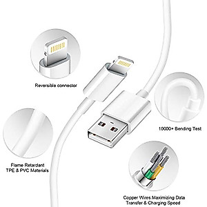 iPad Charger iPhone Charger【Apple MFi Certified】 12W USB Wall Charger Foldable Portable Travel Plug with 2-Pack USB to Lightning Cable(6 Ft) Compatible with iPhone, iPad, iPad Mini, iPad Air, Airpods