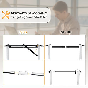 JUMMICO Standing Desk Electric Adjustable Desk Large 44 x 24 Sit Stand Up Desk Home Office Computer Desk Memory Preset with T-Shaped Metal Bracket and Holes for Routing Cables, White