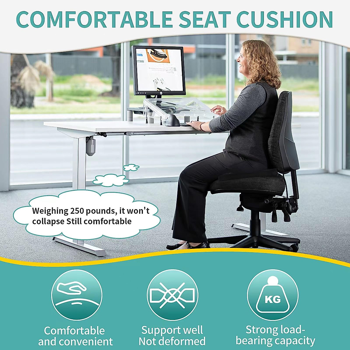 Hip and Butt Support redefined: Long-Lasting Tailbone Chair Cushion The Ultimate Orthopedic Seat Pillow for Coccyx and Sciatica Pain Relief - Say Goodbye to Office Chair Discomfort