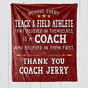 Personalized Track and Field Coach Gifts for Men Or Women, Sports Coach Appreciation Gifts Blanket, Custom Track and Field Blanket for Coach, Thank You Coach End of Season Gifts from Team