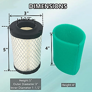 Gewxgzo 796031 591334 Air Filter Tune Up Kit Fit for B&S 594201 992376 590825 Hus YTH22V46 YTH24V48 YTA24V48 JD D100 D105 D110 D125 D130 Lawn Tractor