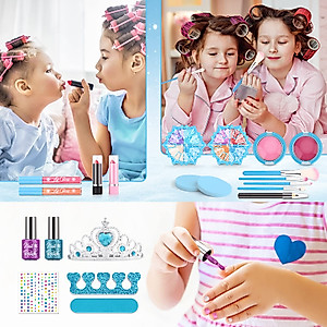 Kids Makeup Kit for Girls, Washable Real Makeup Set for Little Girls, Princess Frozen Toys for Girls Toys for 4 5 6 7 8 Year Old, Kids Play Makeup Starter Kit Cosmetic Beauty Set Frozen Makeup Set