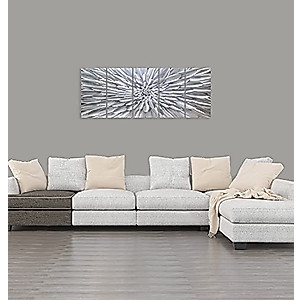 SYGALLERIER Metal Flower Wall Decor Hand Crafted Floral Artwork in 5 Pieces Modern Botanical Pictures on Aluminum 3D Art for Living Room Bedroom Bathroom Decoration