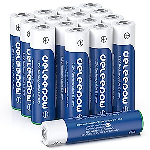 Deleepow Rechargeable AAA Batteries 1100mAh 1200Cycles Nimh AAA Rechargeable Batteries 1.2V 1200Cycles 16-PCS(Only Battery)