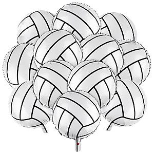 durony 12 Pieces 20 Inches Volleyball Balloons Foil Mylar Volleyball Balloons Aluminum Foil Balloons for Birthday Volleyball Party Supplies Sports Banquet Party Decorations