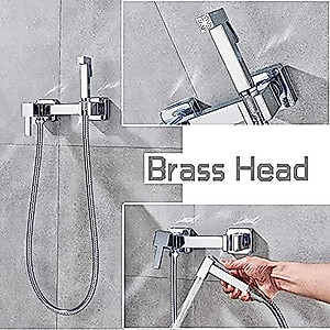 MINJING Bidet Faucet Bright Chrome Handheld Toilet Bidet Sprayer Set Self Cleaning Hand Bidet Faucet Bathroom Hand Sprayer Shower Head