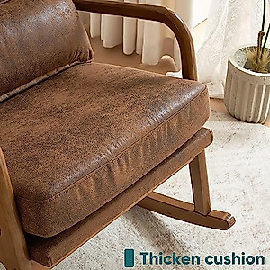 JOYBASE Rocking Chair, Nursery Glider Rocker Chair, Nursing Rocking Accent Chair, Modern Comfy Lounge Armchair with High Backrest for Indoor, Living Room, Bedroom, Nursery (Orange, Bronzing Cloth)